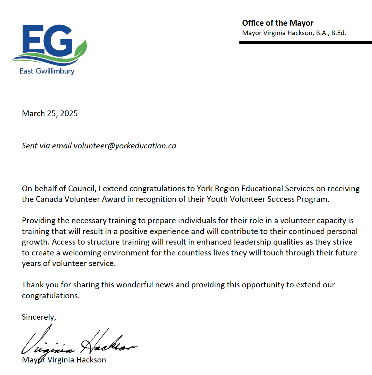 Volunteer - York Region Educational Services